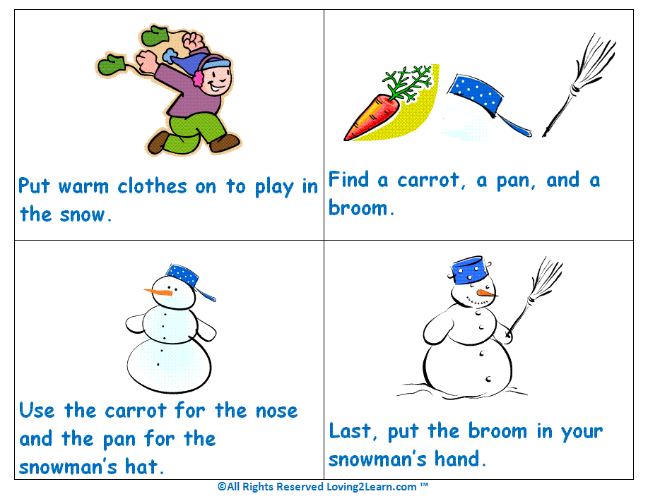 Kids Sequencing Games: Making a Snowman