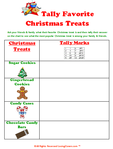 Christmas Math: Printable Tally Treats and Learning Math Video
