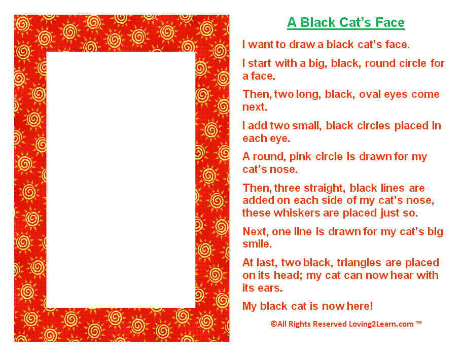Read and Draw Comprehension Activity: Printable Black Cat’s Face ...