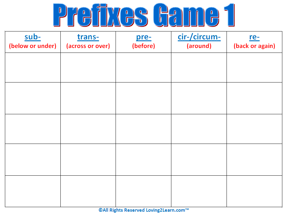 Prefixes Game 1