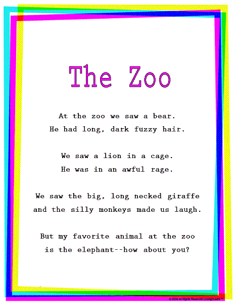 Kids Rhymes & Songs: "The Zoo": Read & Sing Along Video