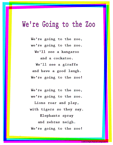 Kids Rhymes & Songs: "We're Going to the Zoo": Read & Sing Along Video