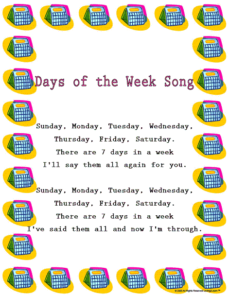 "Days of the Week Song" Sing Along with the Learning Video