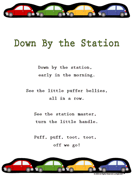 Transportation Rhymes & Songs: "Down By the Station" with a Learn Along ...