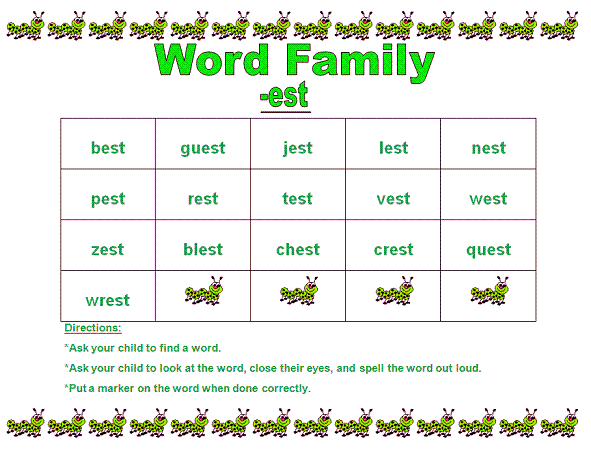 Word Family “est” Book, Game, and Learn Along Videos